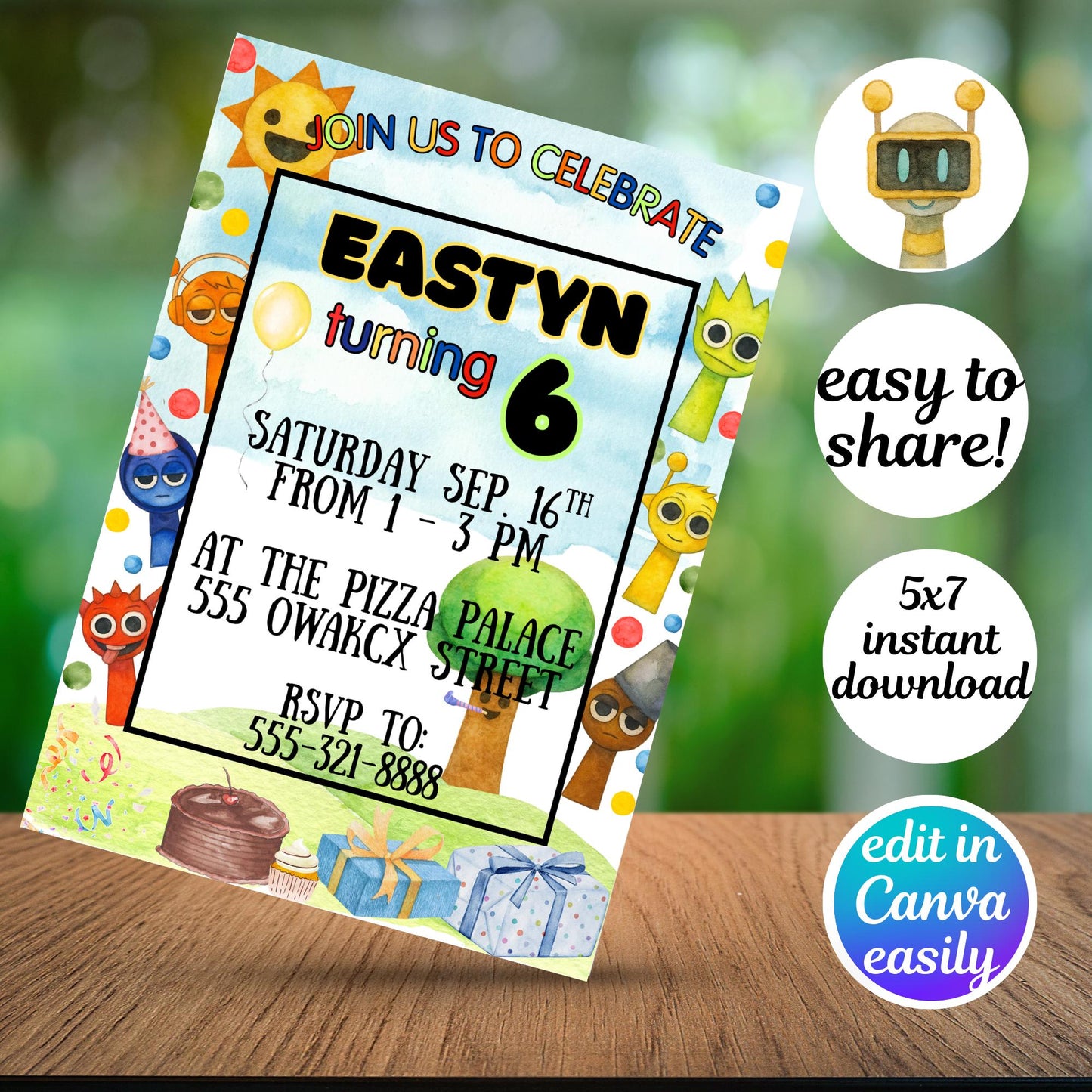 Sprunki Birthday Party Invitation Template – Milexy Moon